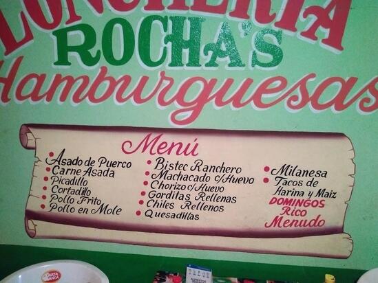 Menu at Restaurante Rocha's, Mexico