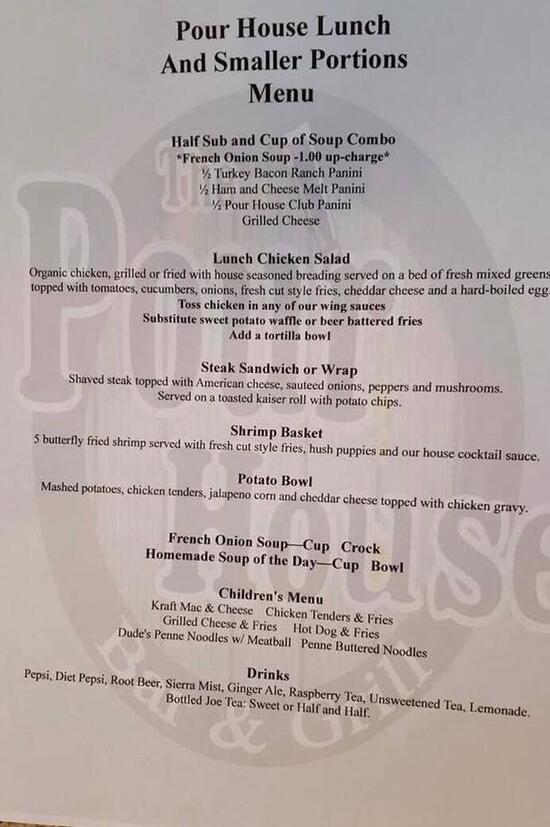 Menu at The Pour House Bar and Grill, Saint Marys