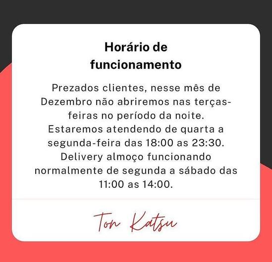 Menu at Restaurante Ton Katsu, Brazil
