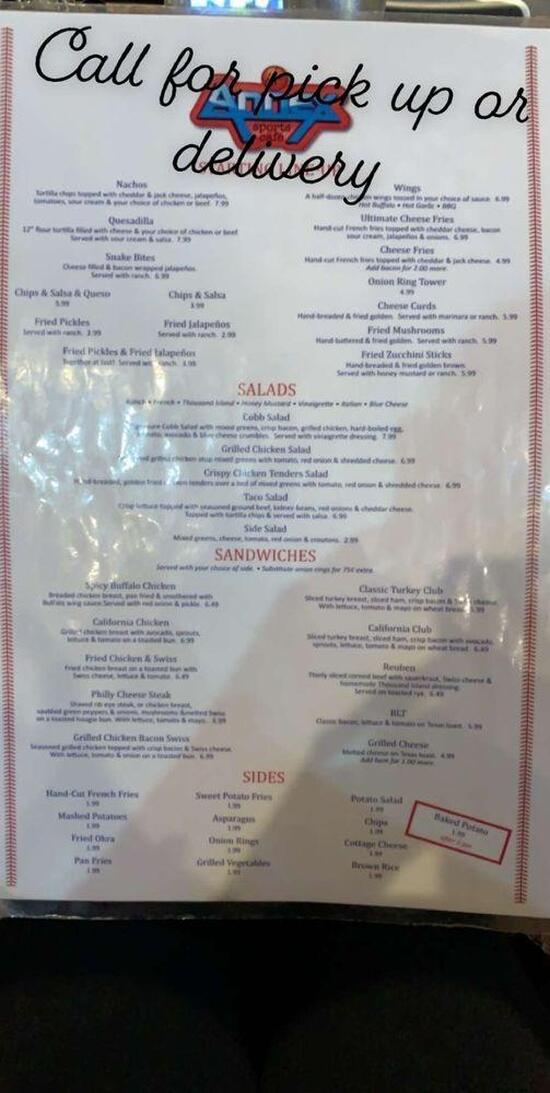 Menu at Annex Sports Cafe, Woodward