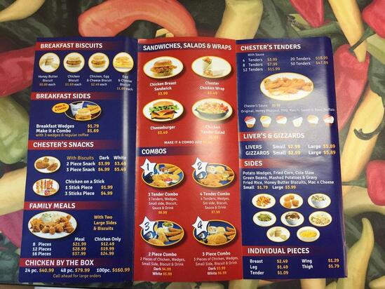 Menu at Chester's Chicken restaurant, Buffalo, 729 Sycamore St