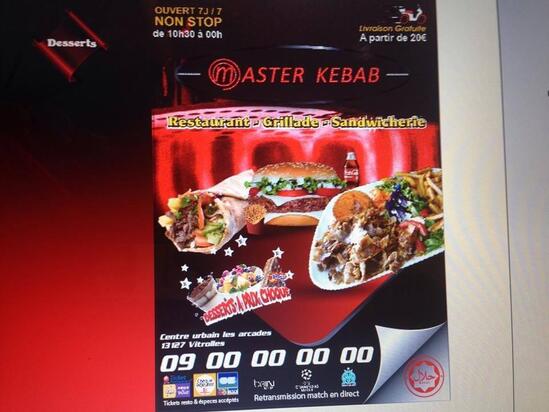 Menu at MASTER KEBAB restaurant, Vitrolles, Place nelson mandela