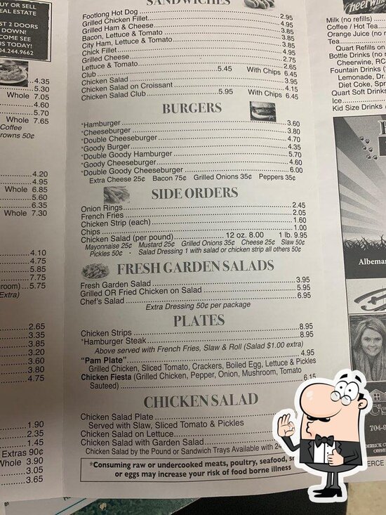 Menu at Goody Shop Cafe, Albemarle
