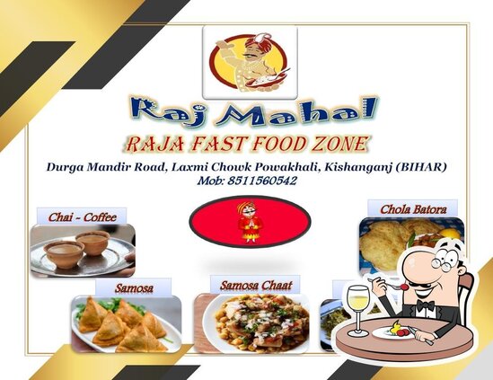 Menu at Raj Mahal ( Raja fast food zone ), India, 8X83+8RM