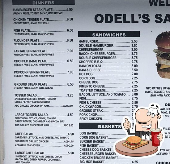 Menu at Odell's Sandwich Shop fast food, Mount Airy