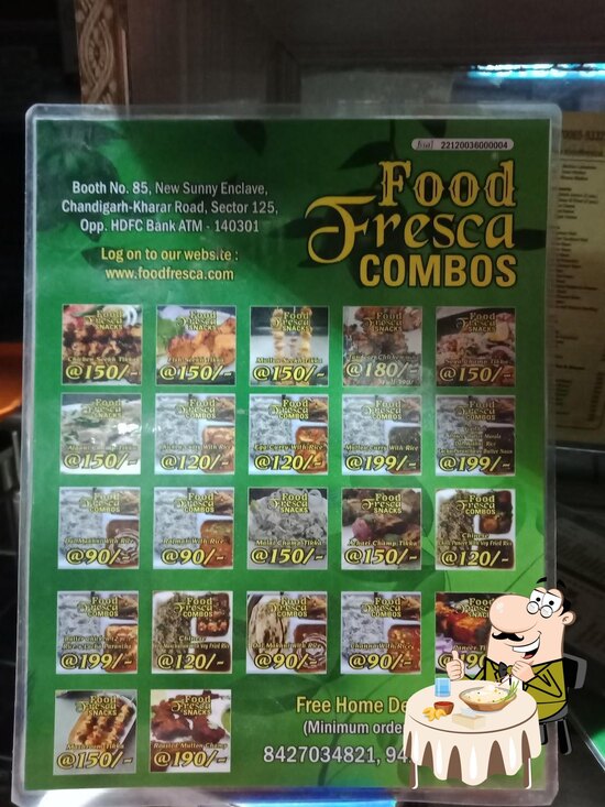 Menu at Food Fresca, Kharar