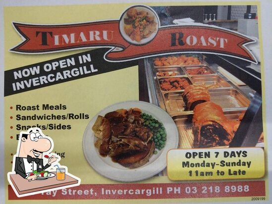 Menu at Timaru Roast restaurant, Timaru