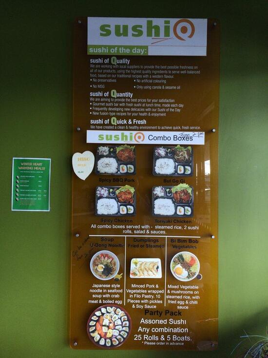 Menu at Sushi Q restaurant, Tauranga, 610 Cameron Rd