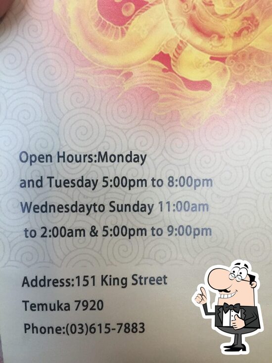 Menu at Oriental Restaurant, Temuka