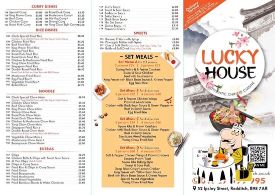 Lucky House Chinese Takeaway in Redditch - Restaurant menu and reviews
