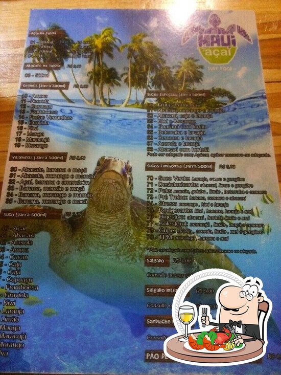 Menu at Maui Açaí, Brasília