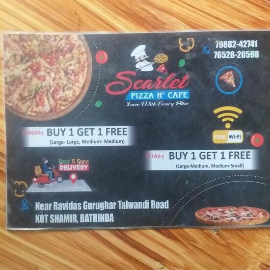 Menu at Scarlet Pizza N cafe, Kot Shamir