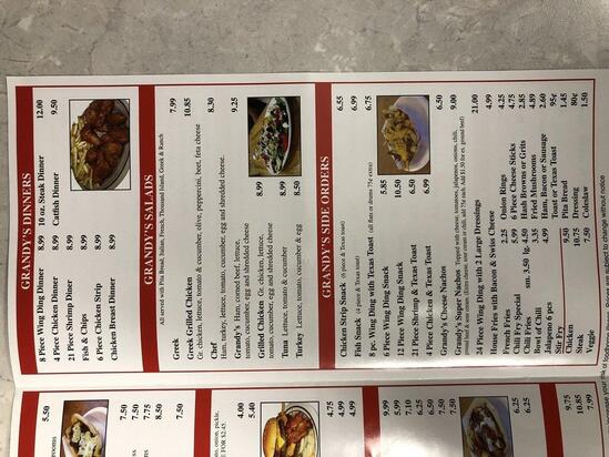 Menu at Grandy's Coney Island fast food, Detroit, Holbrook Ave