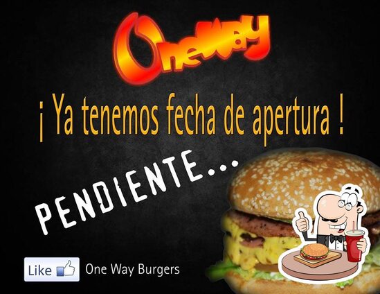 Menu at One Way Burgers restaurant, San Nicolás de los Garza
