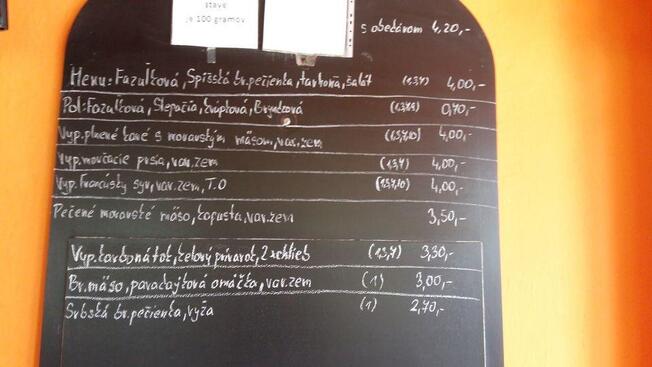 Menu at Reštaurácia a bar Rubín, Rožňava