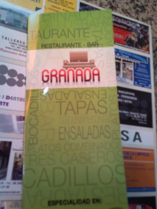 Menu at Granada pub & bar, Alfafar