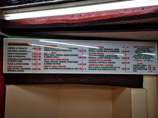 Menu at Ruthin Pizza&kebab and burger pizzeria, Ruthin