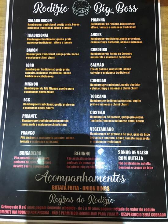 Menu em Big Boss Hamburgueria - Tatuapé restaurante, São Paulo
