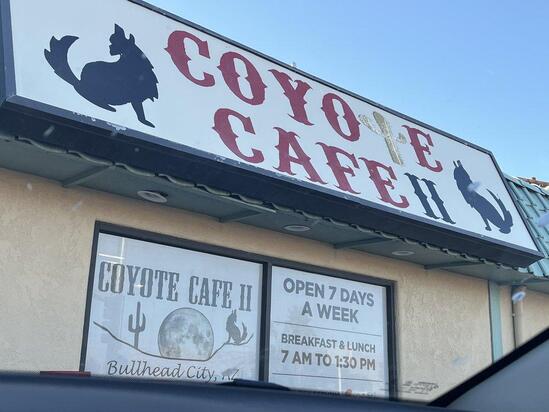 Menu at Coyote Cafe, Bullhead City