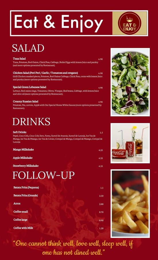 Menu em Eat & Enjoy restaurante, Maia