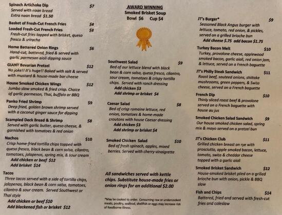 Menu at JT's Pub & Grill, Bay City