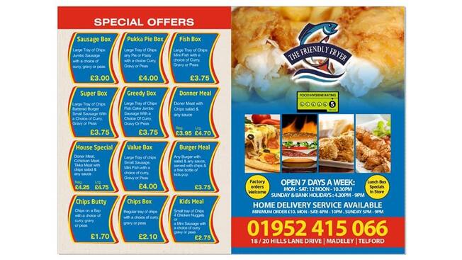 Menu at The Friendly Fryer fast food, Telford