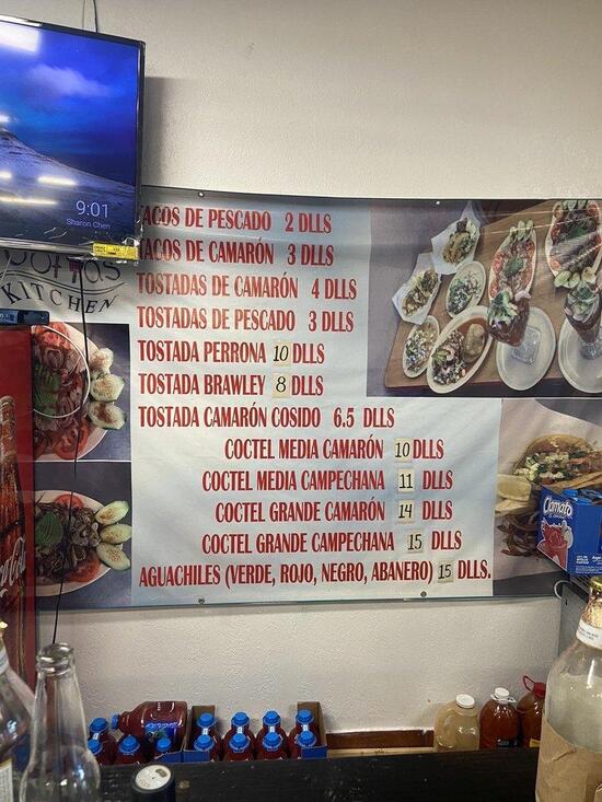 Menu at Sofia’s Kitchen restaurant, Brawley