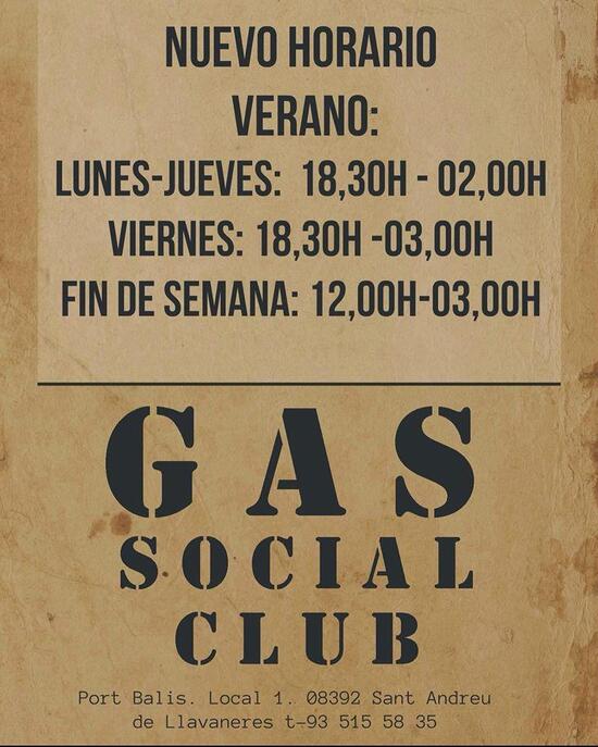 Menu at GAS Social CLUB, Sant Andreu de Llavaneres