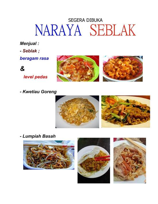 Menu at Naraya Seblak cafe, Buniseuri