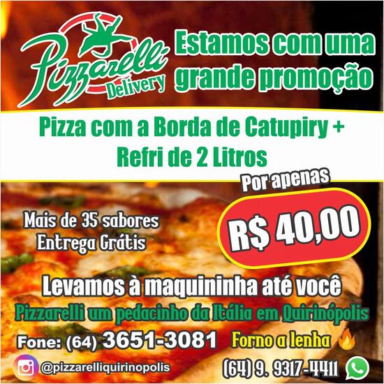 Pizzarelli- forno à lenha/984315559, Quirinópolis - Menu do restaurante ...