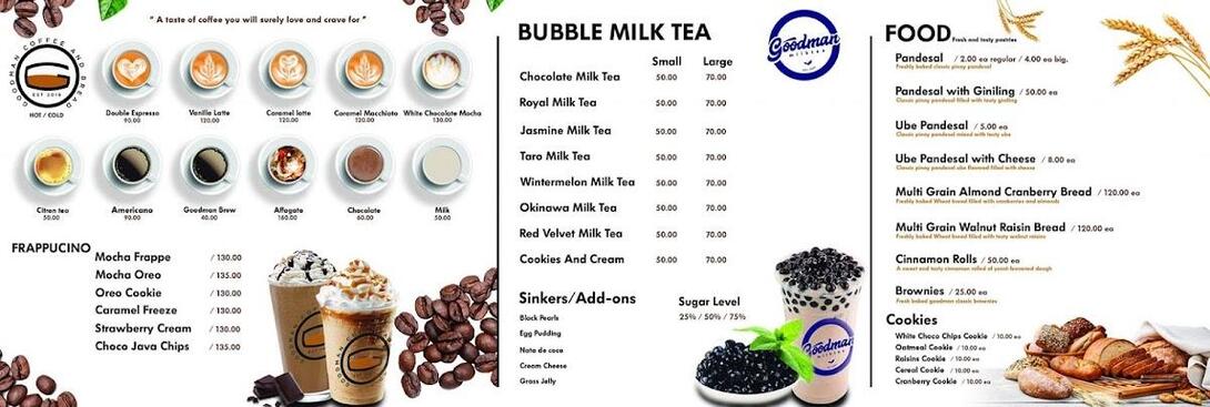 Menu at Goodman Coffee & Bread, Quezon City