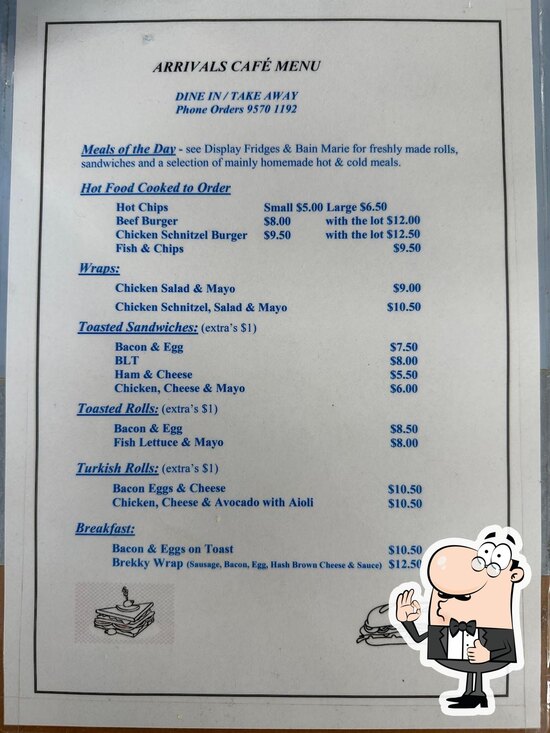 Arrivals Cafe, Bullsbrook - Restaurant menu, prices and reviews