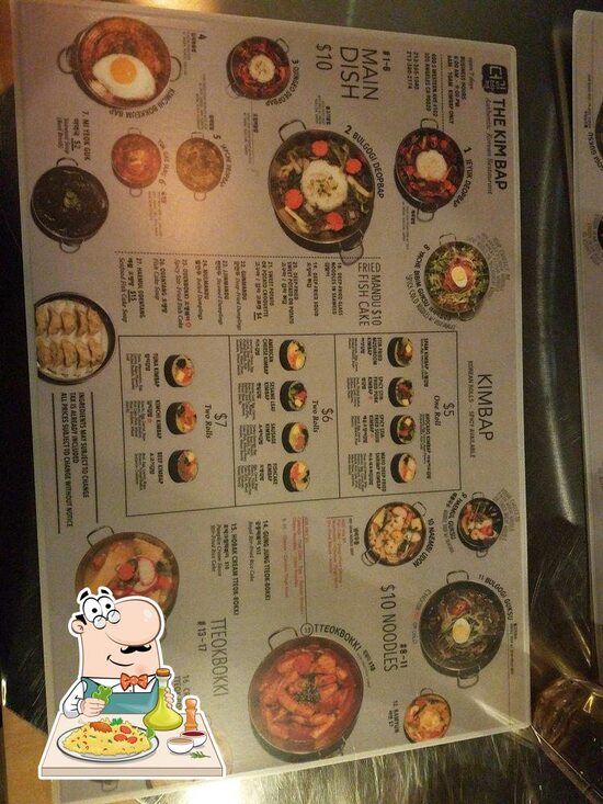 Carta del restaurante Kimbap, Los Angeles