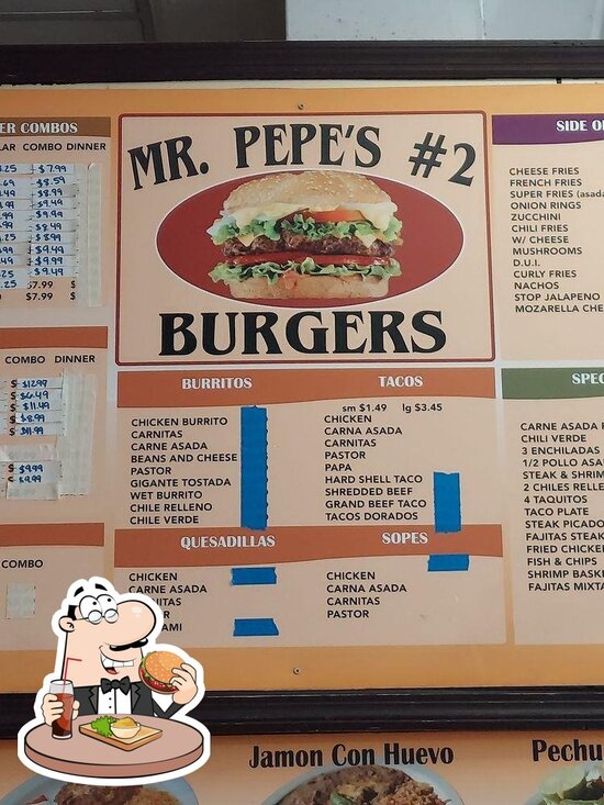 Menu at Mr Pepe's restaurant, Pico Rivera