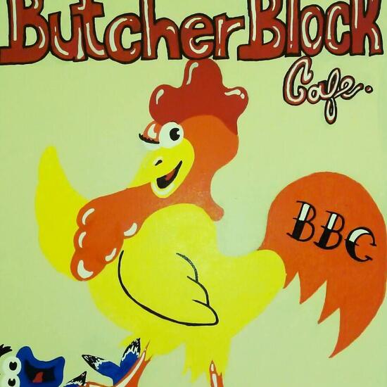 Menu at Butcher Block Cafe, Manchester