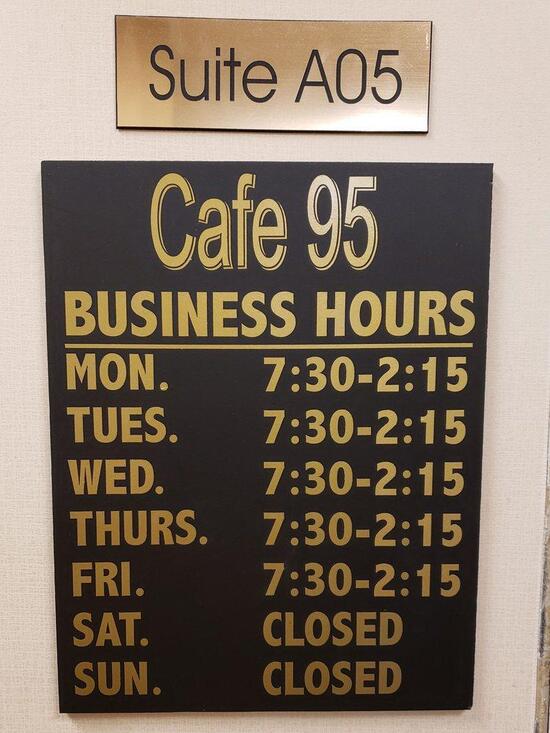 Menu at Cafe 95, Morristown