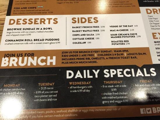 Menu at Brewbakers Bar and Grill Belton, Belton