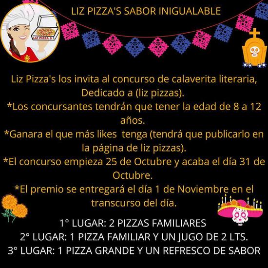 Menu at Liz Pizza's Sabor Inigualable restaurant, Tres Marías