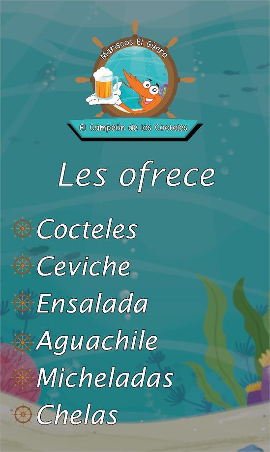 Menu at Mariscos El Güero restaurant, Córdoba