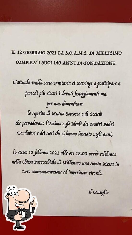 Menu da Società Operaia di Mutuo Soccorso Millesimo SOAMS pub & bar ...