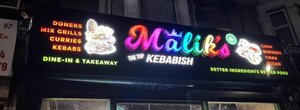 Menu at Maliks restaurant, London