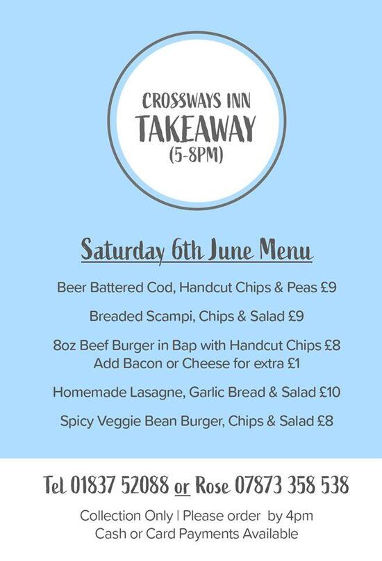 Menu at The Crossway Inn pub & bar, Okehampton