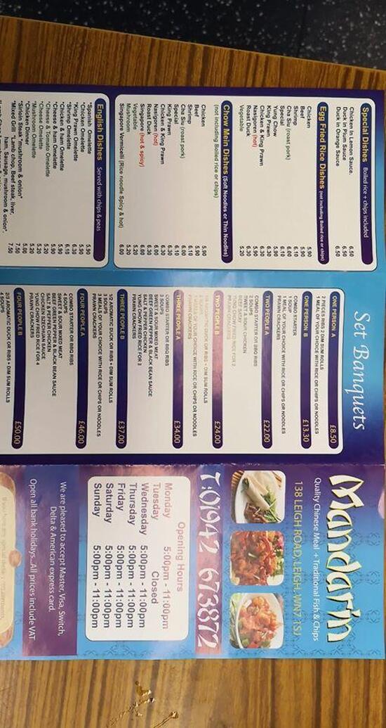Mandarin Chinese, Leigh - Restaurant menu, prices and reviews