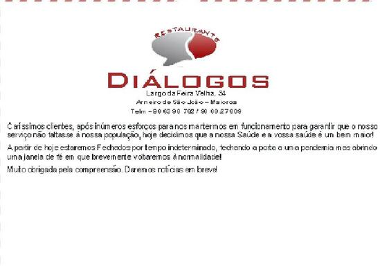Menu at Restaurante Diálogos, Maiorca