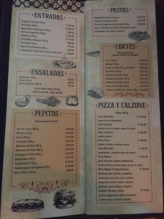 Menu at Quilombo restaurant, Zapopan, Av. Ludwig Van Beethoven 5144