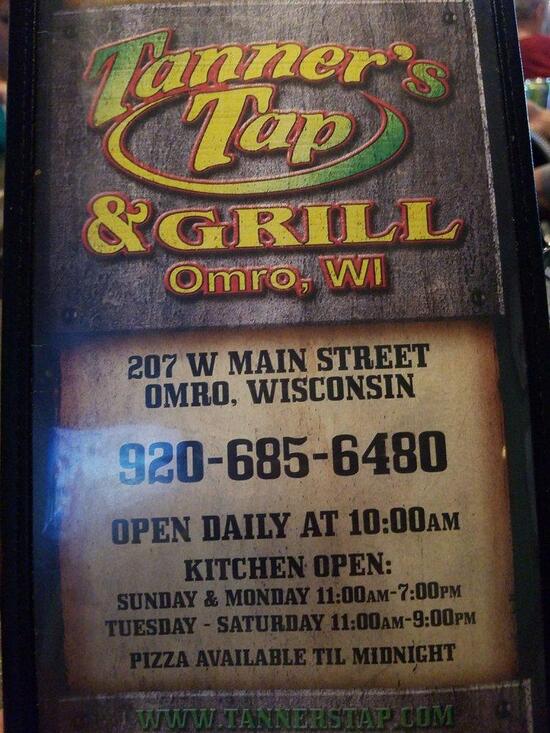 Menu at Tanners Tap & Grill pub & bar, Omro