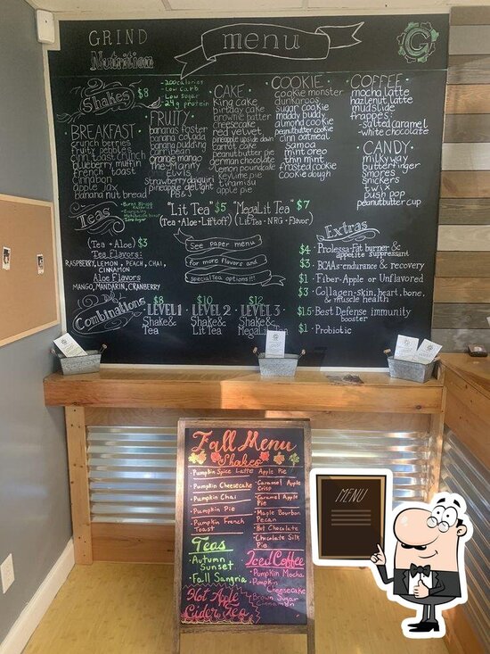 Menu at Grind Nutrition pub & bar, Wilmington