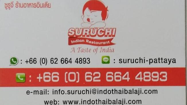 Carta de Suruchi Restaurant Pattaya -"The Taste of India ", Pattaya