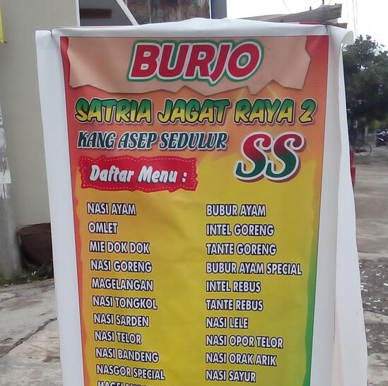 Menu at Burjo Satria Jagat Raya 2 SS, Gonilan