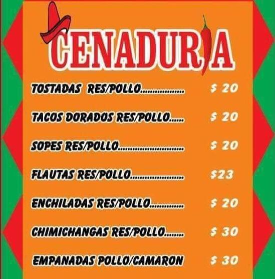 Menu at Cenaduria Doña Rosa restaurant, Mexicali
